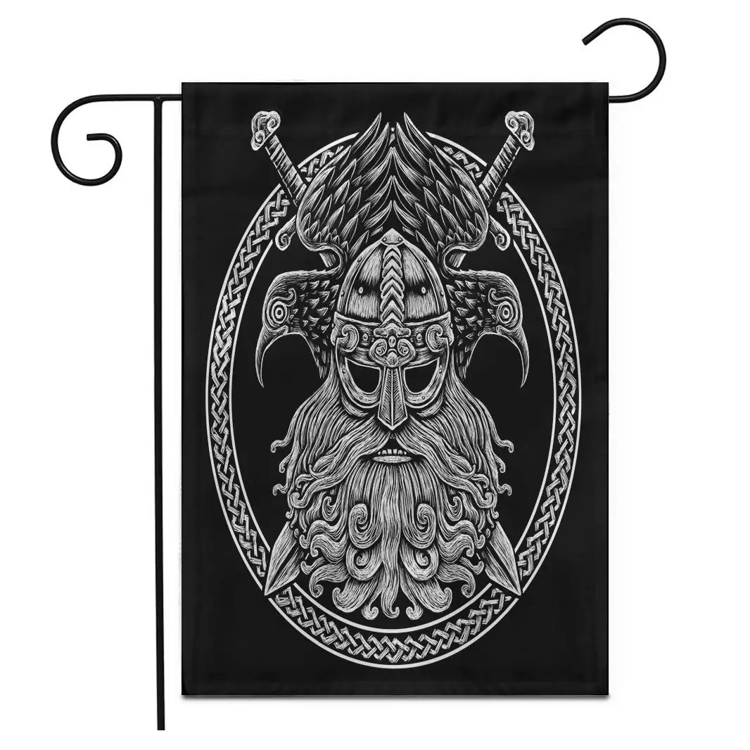 Vikings Premium Garden Flag Viking Warrior Yard Flag Black Double Sided ...