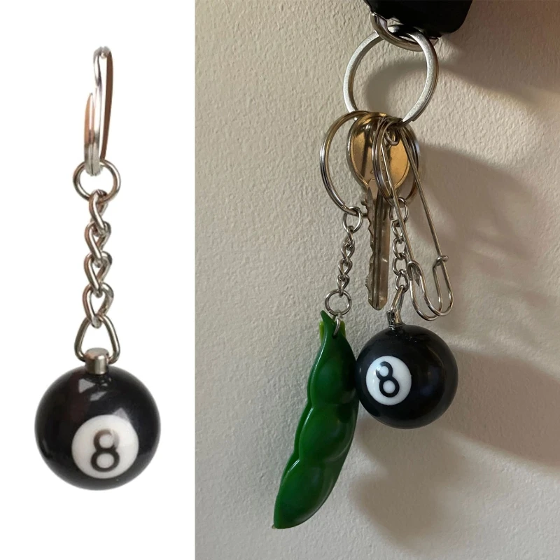 1 Pc Fashion Creative Billiard Keychain Small Lucky Number 8 Table Ball ...