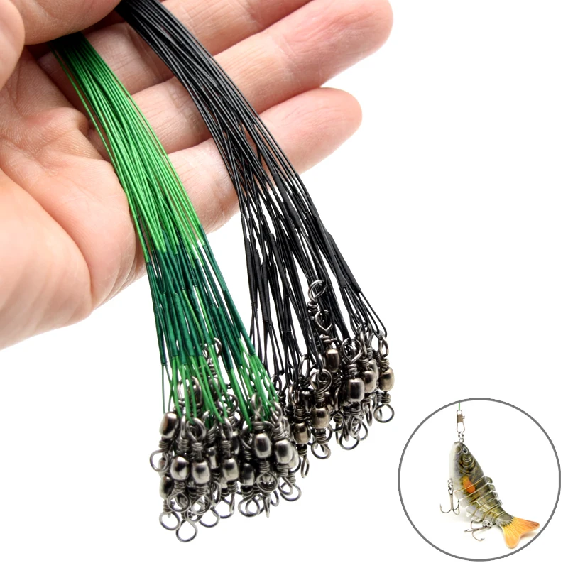 Anti-Bite-Steel-Fishing-Line-Steel-Wire-Leader-With-Swivel-Fishing ...