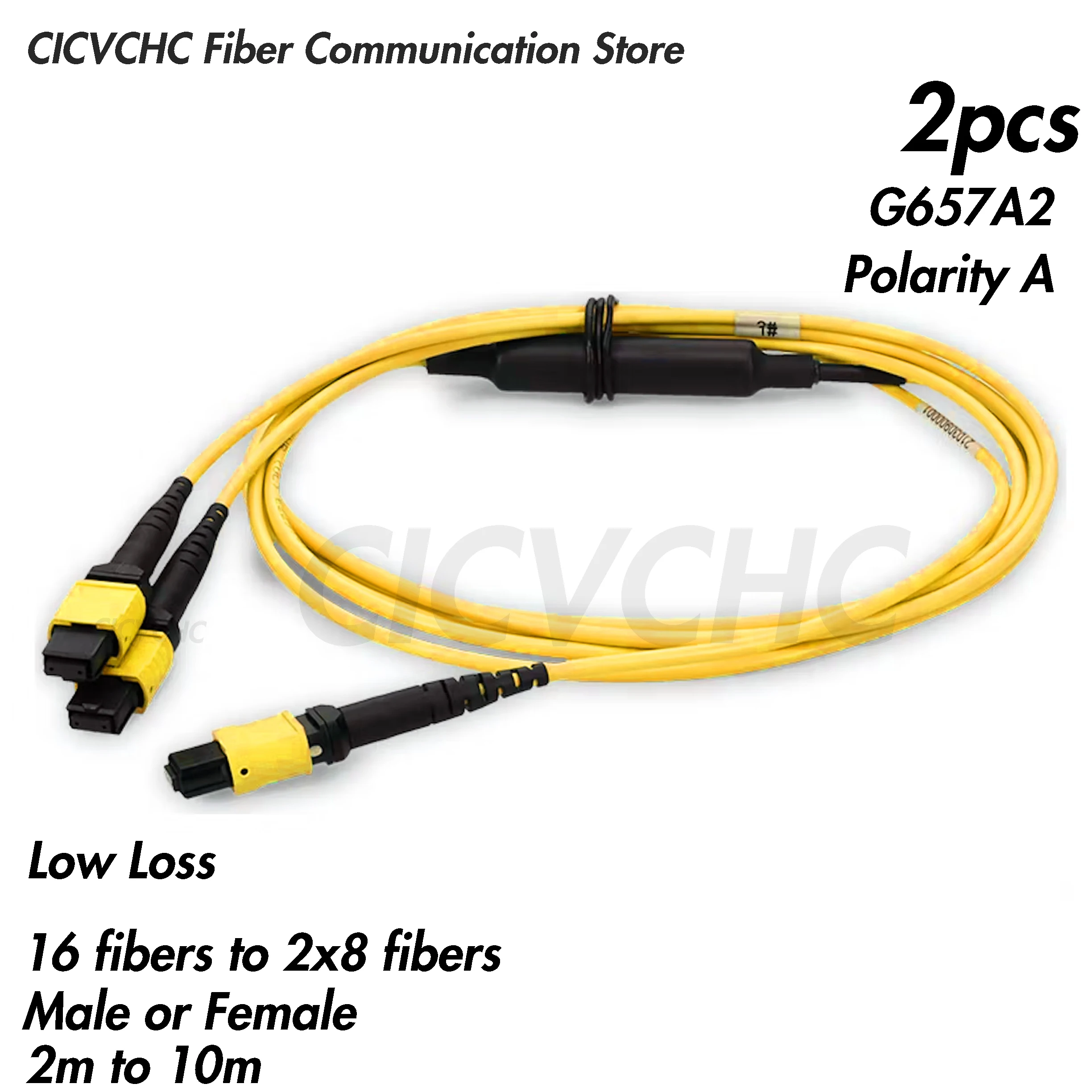 2pcs Y cable 16 Fibers to 2x8 Fiber MPO/APC MPO/APC,SM OS2, Male or ...