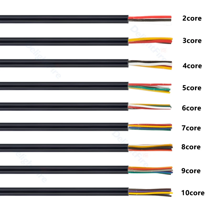 Speaker Wire MultiColor Sheathed Cable 2 3 4 5 6 7 8 9 10 Core ...