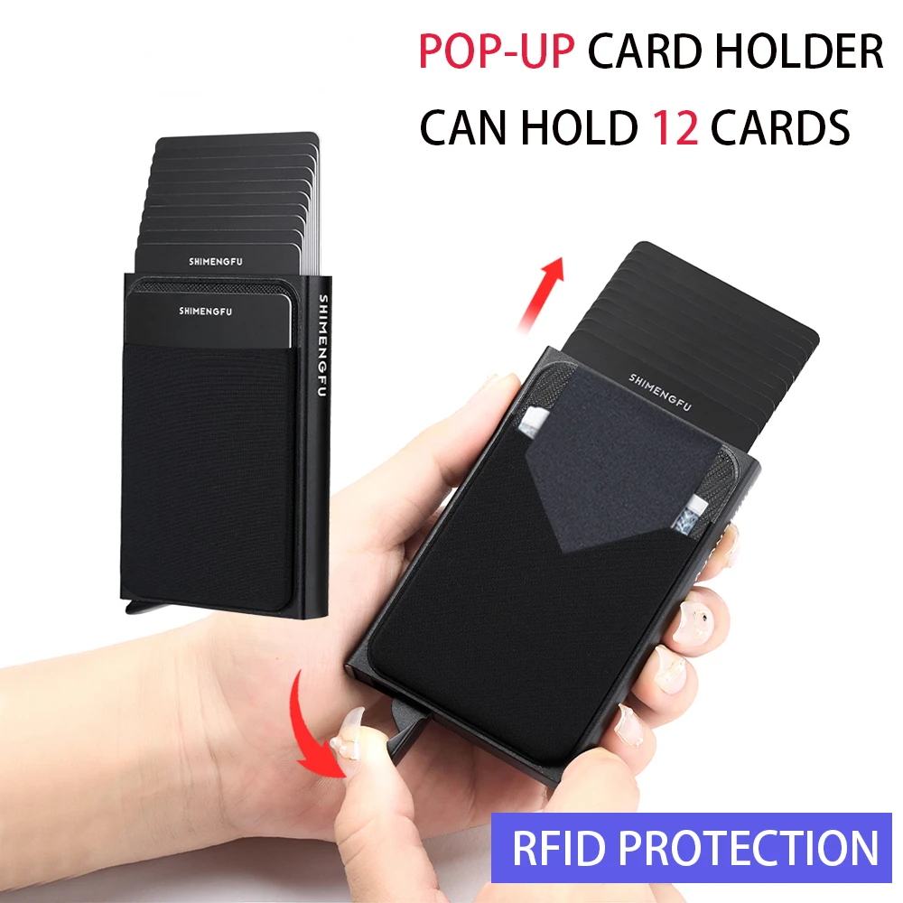 Slim Aluminum Wallet with Elasticity Back Pouch ID Credit Card Holder ...
