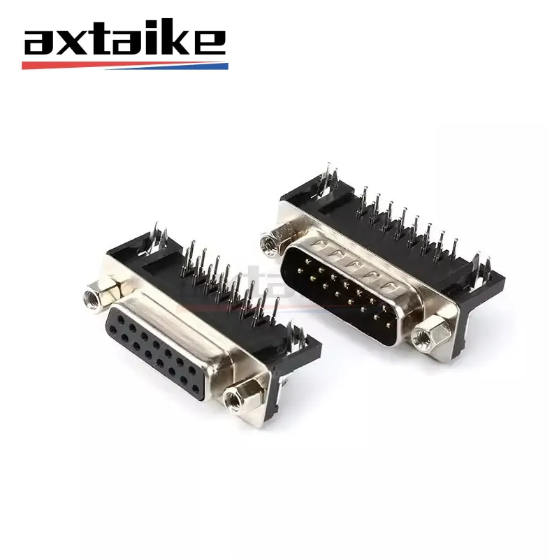 10PCS-DB15-DR15-RS232-Black-Male-Female-D-Sub-Right-Angle-Double-Row ...