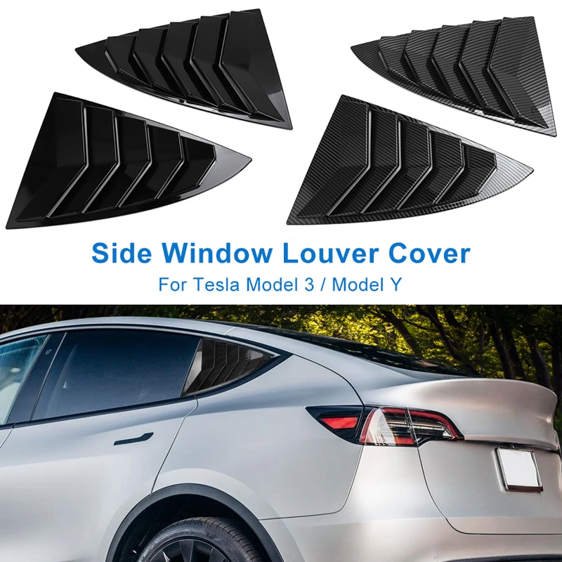 Gloss-Black-Car-Rear-Triangle-Window-Shutter-Cover-Sport-Style-Window ...