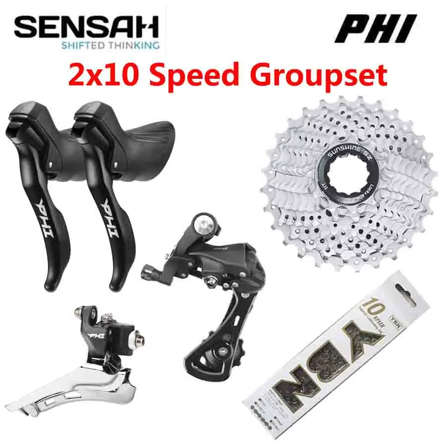 SENSAH PHI Road Bike 2x10 Speed Shifters 20S Derailleur Groupset Lever Brake Bicycle Shifter L/R ...