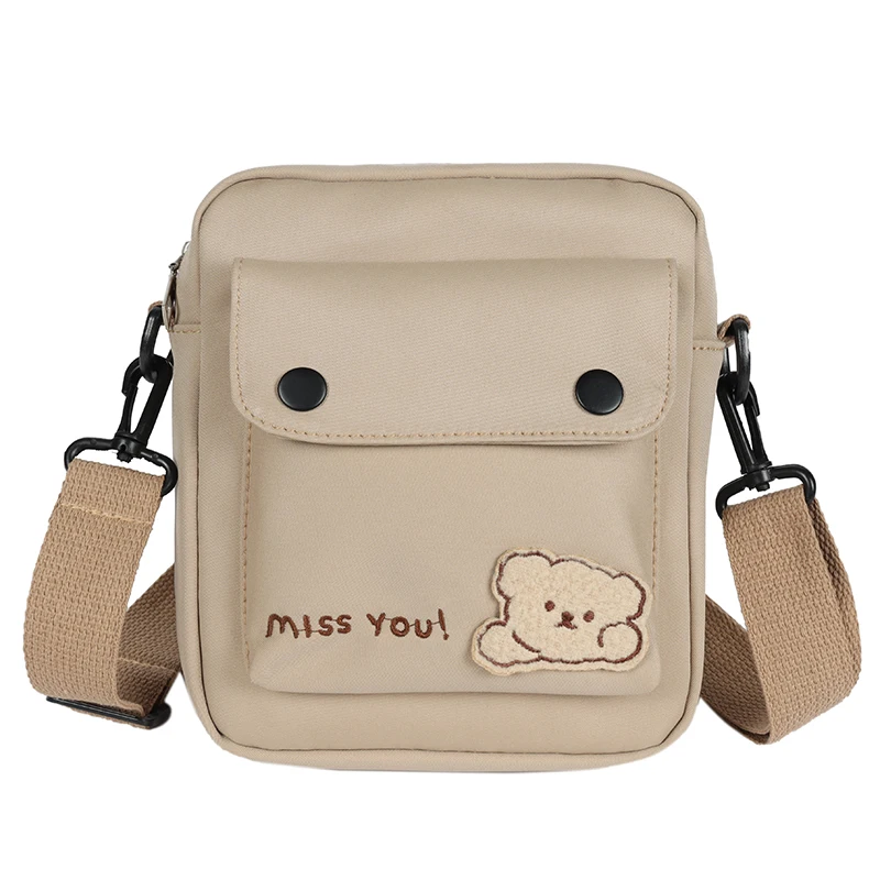 Cute Bear Women Small Nylon Shoulder Bag College Girl Mini Crossbody ...