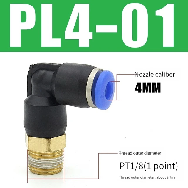 30/50pcs PL4 6 8 10 12mm Elbow Pneumatic Quick connector Fitting -m5 1/ ...
