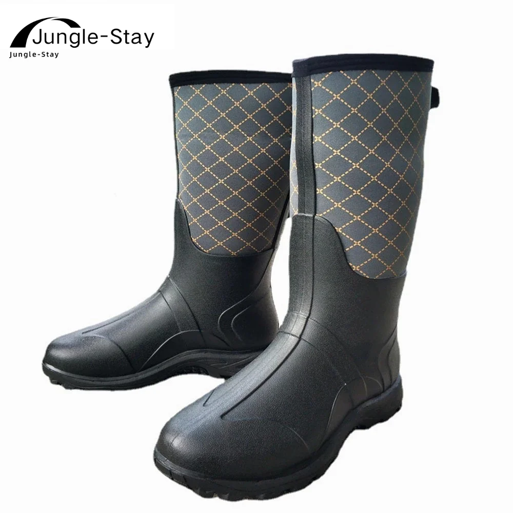 Waterproof Neoprene High Rain Boots Keep Warm Snow Rubber Shoes Anti ...