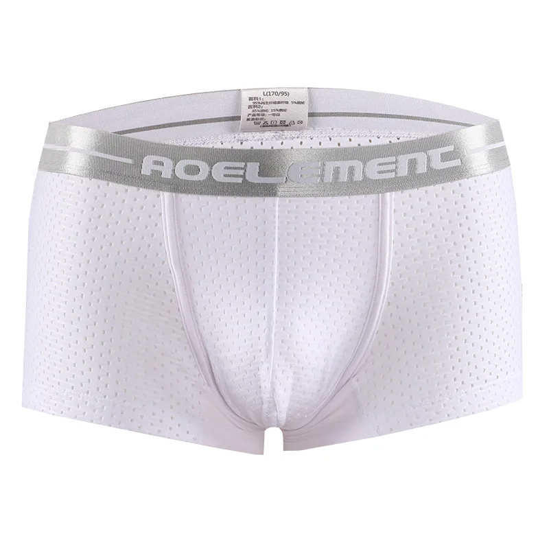 Men's underwear Summer breathable boxers Mesh holes Modal ice silk thin ...