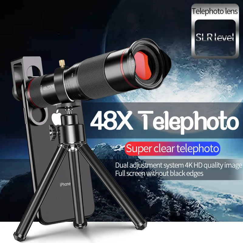 48x Monocular Telescope With Mobile Phone Metal Clip Double Focus ...