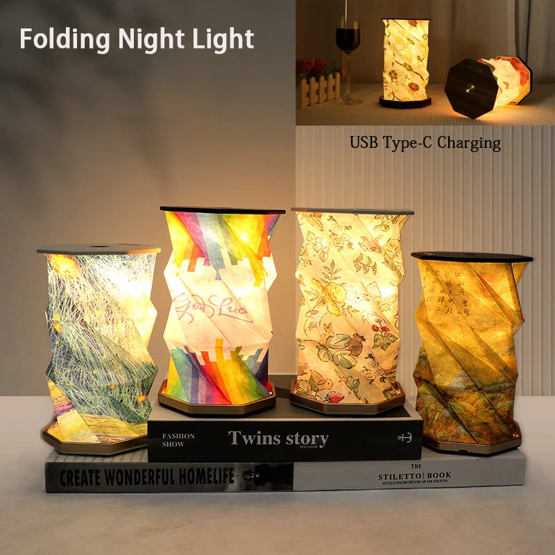 Rotating-Night-Light-LED-Creative-Folding-Table-Light-USB-Charging ...