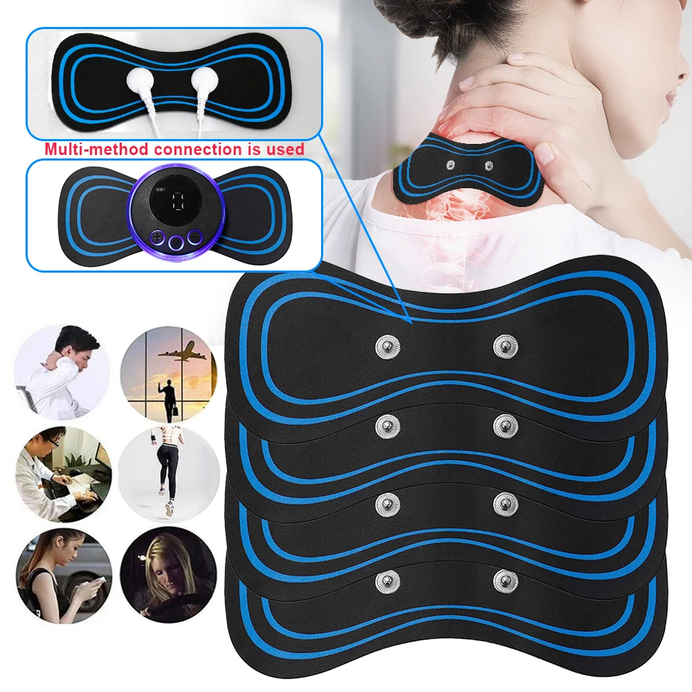EMS-Neck-Electric-Massager-Set-Cervical-Patch-Pulse-Sticker-Gels-Pads ...