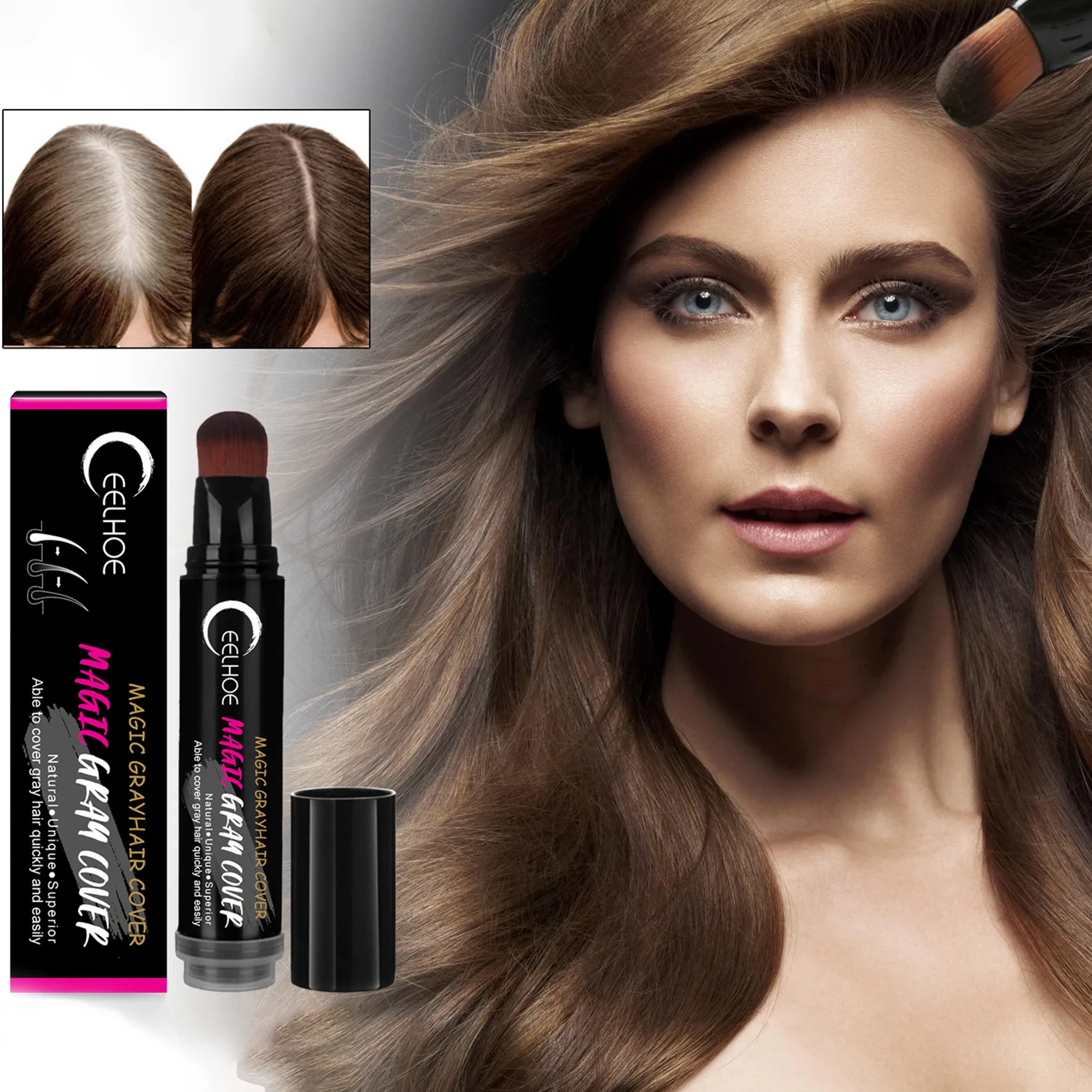 EELHOE 20ml Fashion White Hair Cover Pen Hair Dye Pen Safe Cover Gray ...