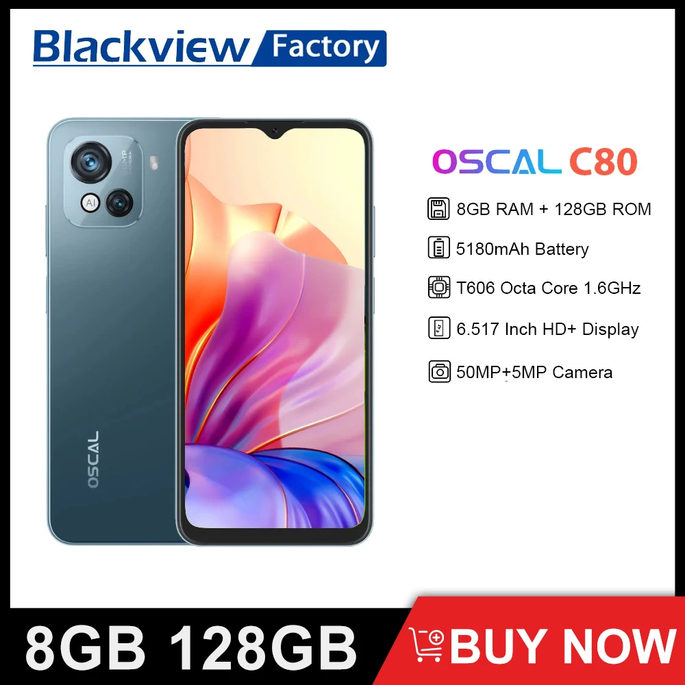 Blackview Oscal C80 50MP Camera Smartphone 8GB+128GB Android 12 Mobile ...