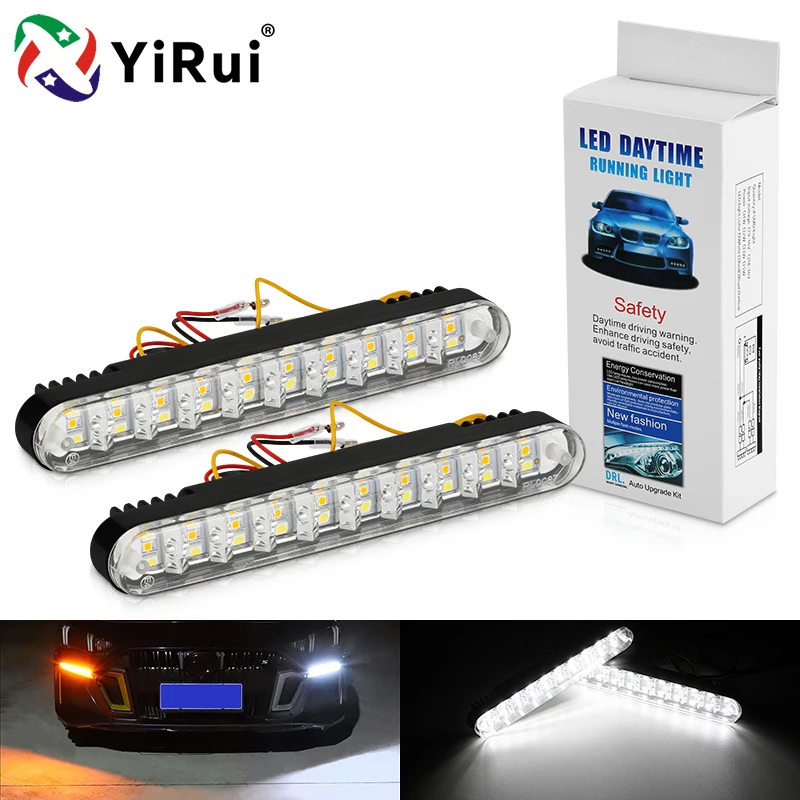 2PCS-a-Pair-of-Led-Day-Running-Lights-Running-Lights-White-Yellow ...