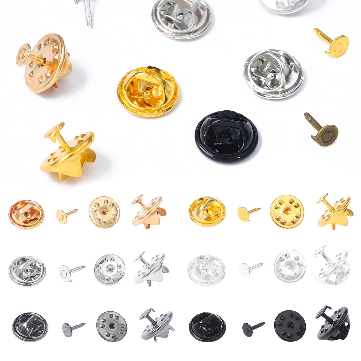 30Sets Brooch Pin Holder Tie Badge Back Replacement Flat Base Stabbing ...