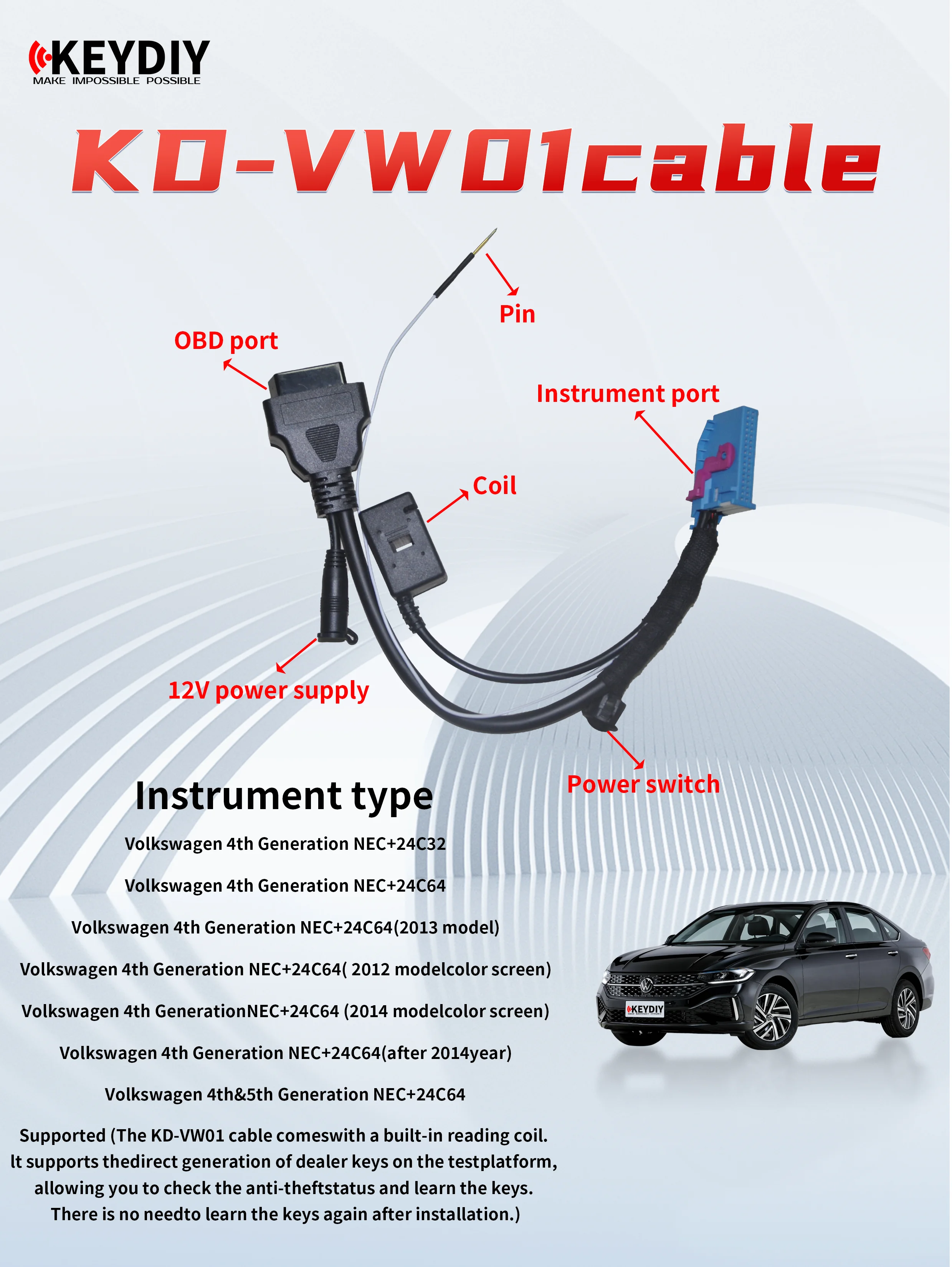 for KD-VW01 harness is suitable for Volkswagen 4th generation harness ...