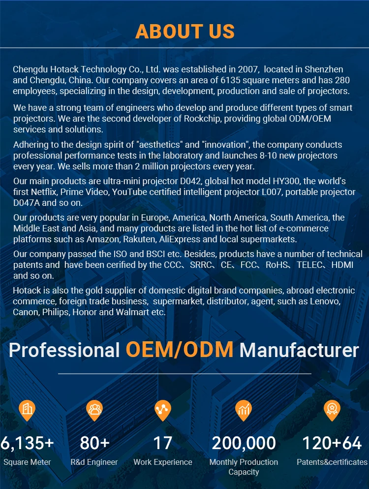 Hotack D068 Проектор для домашнего кинотеатра Видеопроектор DLP UST Ультракороткофокусный ...