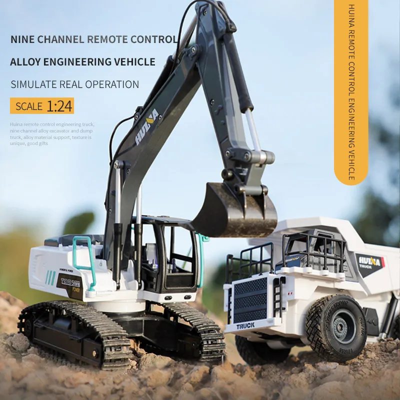 High-Tech-RC-Excavator-2-4Ghz-9-channel-Remote-Control-Engineering-Dump ...