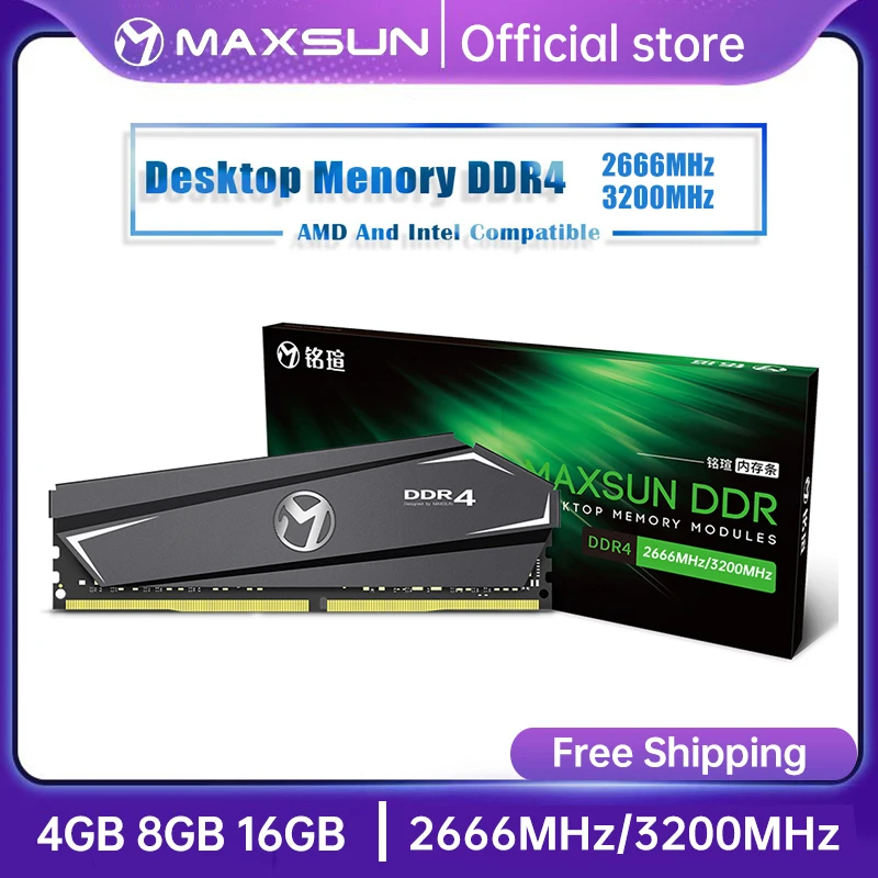 MAXSUN RAM DDR4 4GB 8GB 16GB Memory 2666 3200MHz 1.2V/1.35V Memoria Rams Dimm DDR4 Dual Channel ...