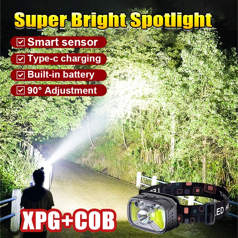 7-Modes-Mini-Rechargeable-Powerful-Headlamp-Type-c-High-Power-Head ...