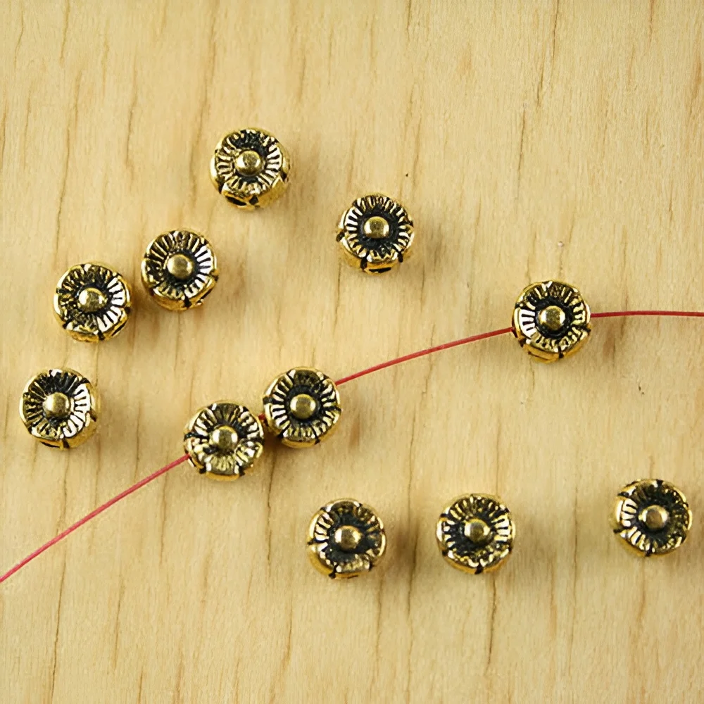 50pcs 5.5x3.5mm Alloy Charm Flower Spacer Beads H2039 - AliExpress 36