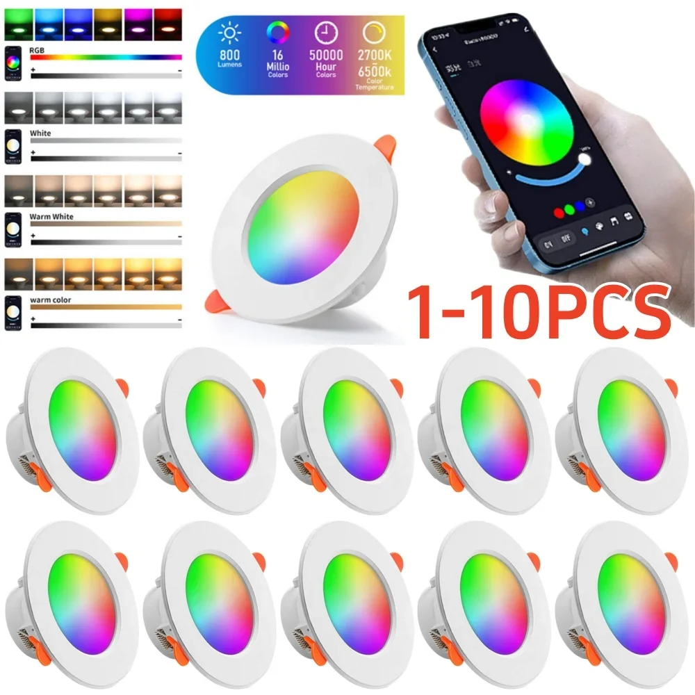 10W-Smart-LED-Downlight-Bluetooth-Compatible-RGB-CW-WW-Bluetooth-Smart ...