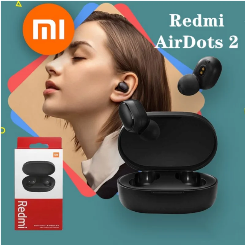 Fones de ouvido estéreo sem fio Xiaomi Redmi AirDots2, Bluetooth 5.0, bateria 12 horas ...
