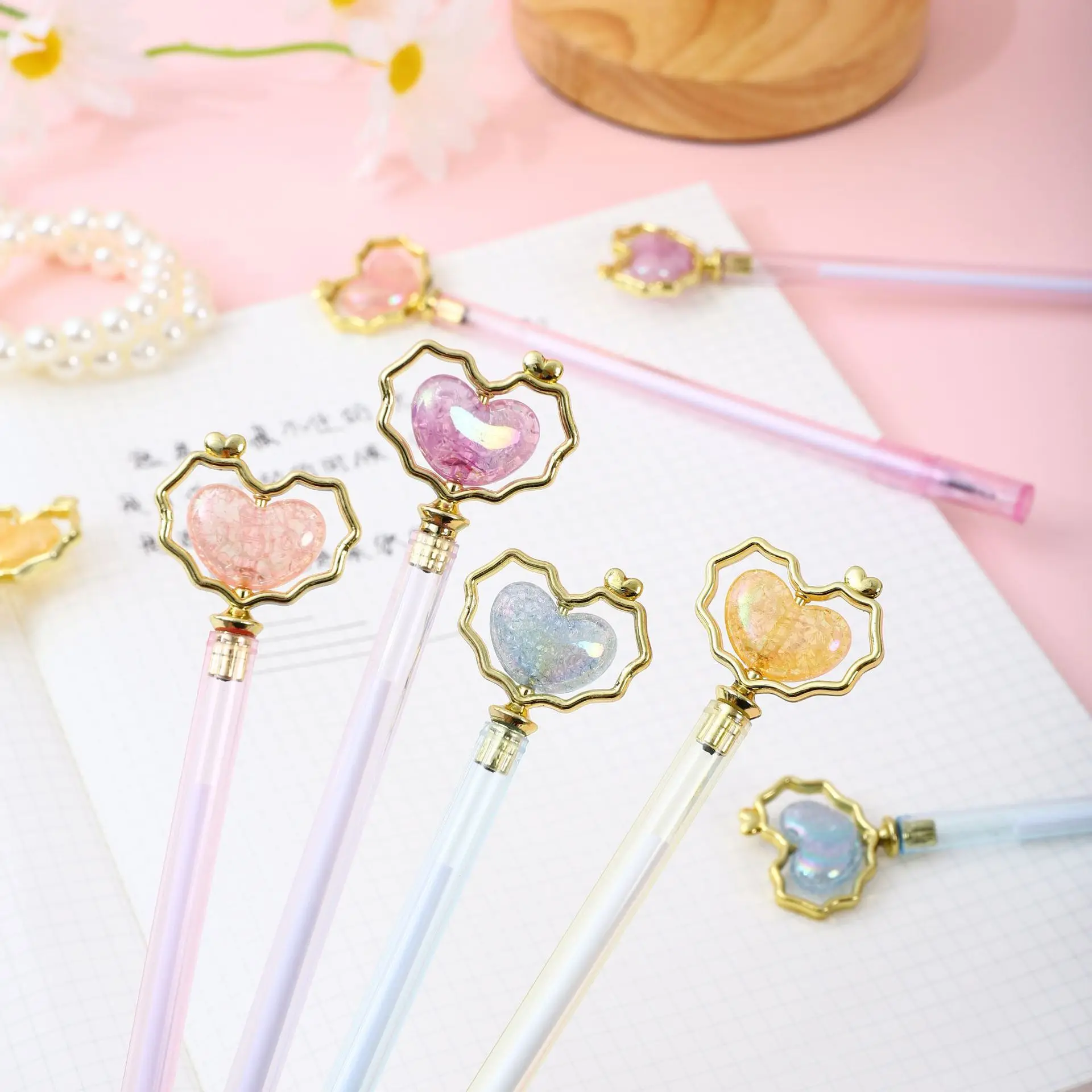 12Pcs-Lot-Cute-Creative-Love-Heart-Gel-Pen-Kawaii-Love-Bead-Neutral-Pen ...