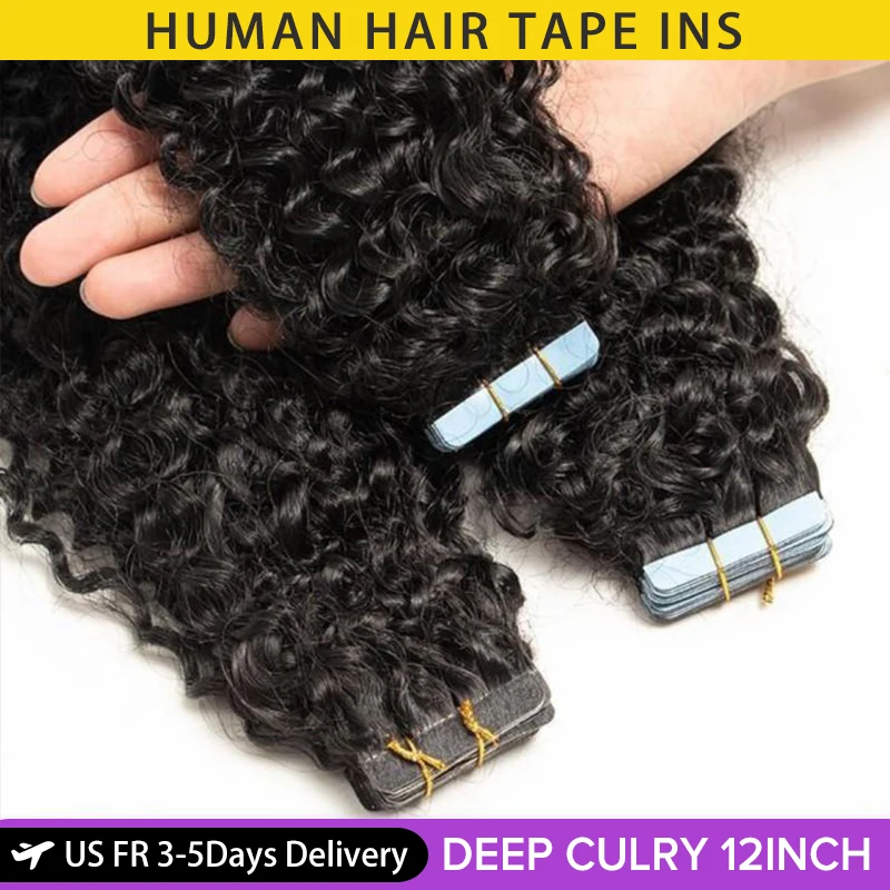 MRS-HAIR-Tape-In-Hair-Extensions-Deep-Curly-Human-Hair-Skin-Weft-Kinky ...