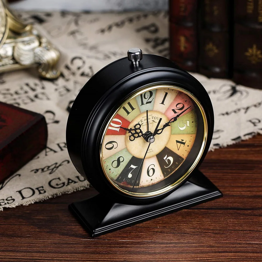 Vintage-Night-Light-Alarm-Clock-Retro-Metal-Alarm-Clock-Bedside-Mute ...