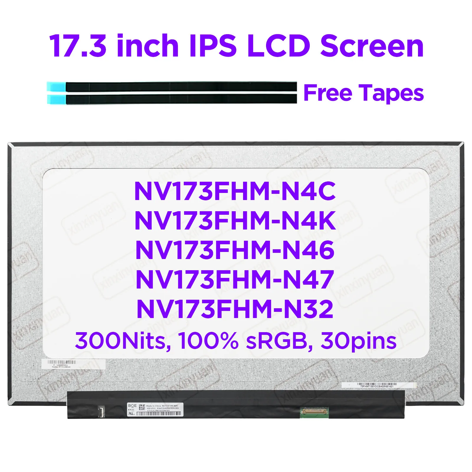 17.3" IPS Laptop LCD Screen NV173FHM-N4C fit NV173FHM N46 N47 N4K N32 100% sRGB Contrast Ratio ...