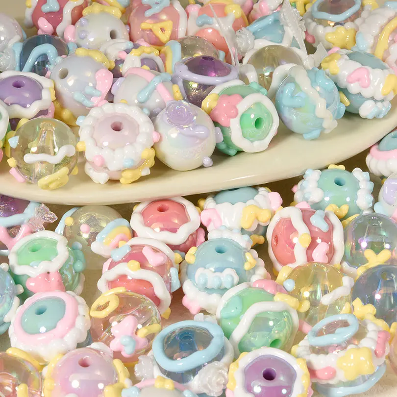 2-5Pcs-Mix-Styles-Hand-painted-Round-Beads-Jewelry-DIY-Colorful-Ice ...