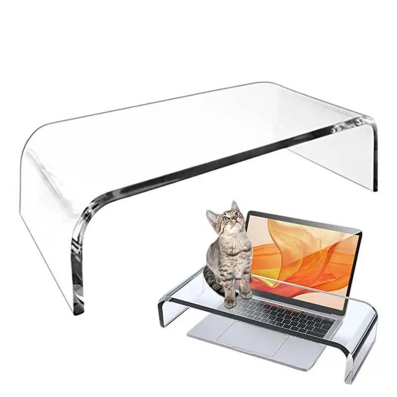Clear-Acrylic-Laptop-Stand-Clear-Desktop-Computer-Riser-Table-Space ...