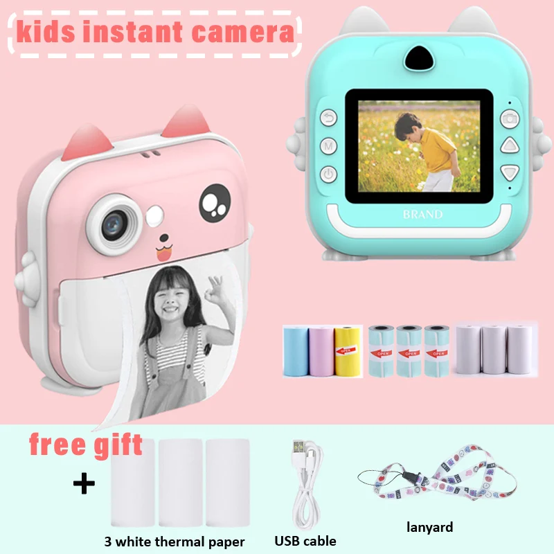 Instant-Camera-Kids-Cute-2-4Inch-IPS-Screen-Full-Light-Ear-With-Lanyard ...