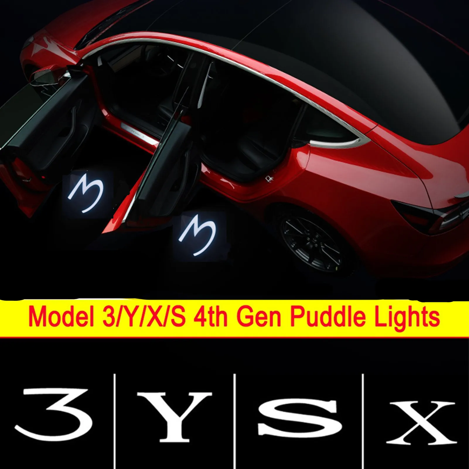 2-4PCS-For-Tesla-Model-3-Y-S-X-Puddle-Lights-Projection-Brighter-Crisp ...