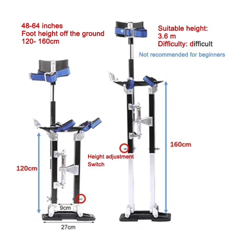 120-160CM-Adjustable-Walking-Ladder-Aluminum-Alloy-Horse-Stool-Folding ...
