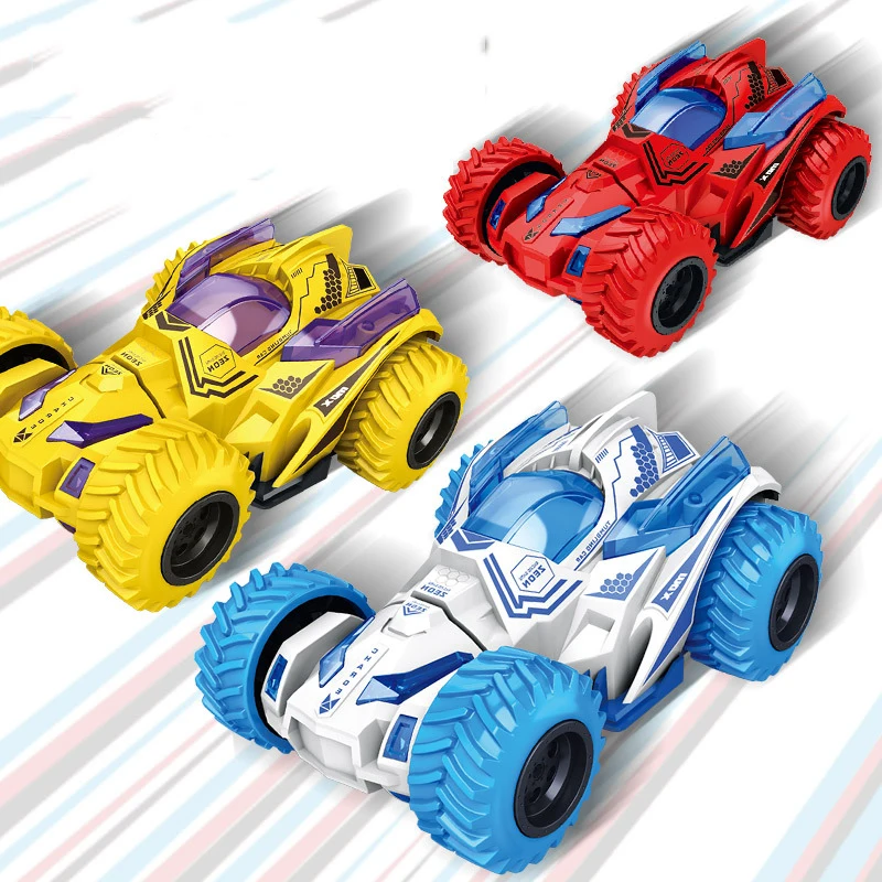 Four-wheel Double-sided Drive Inertial Toy Car Stunt Collision Rotate ...