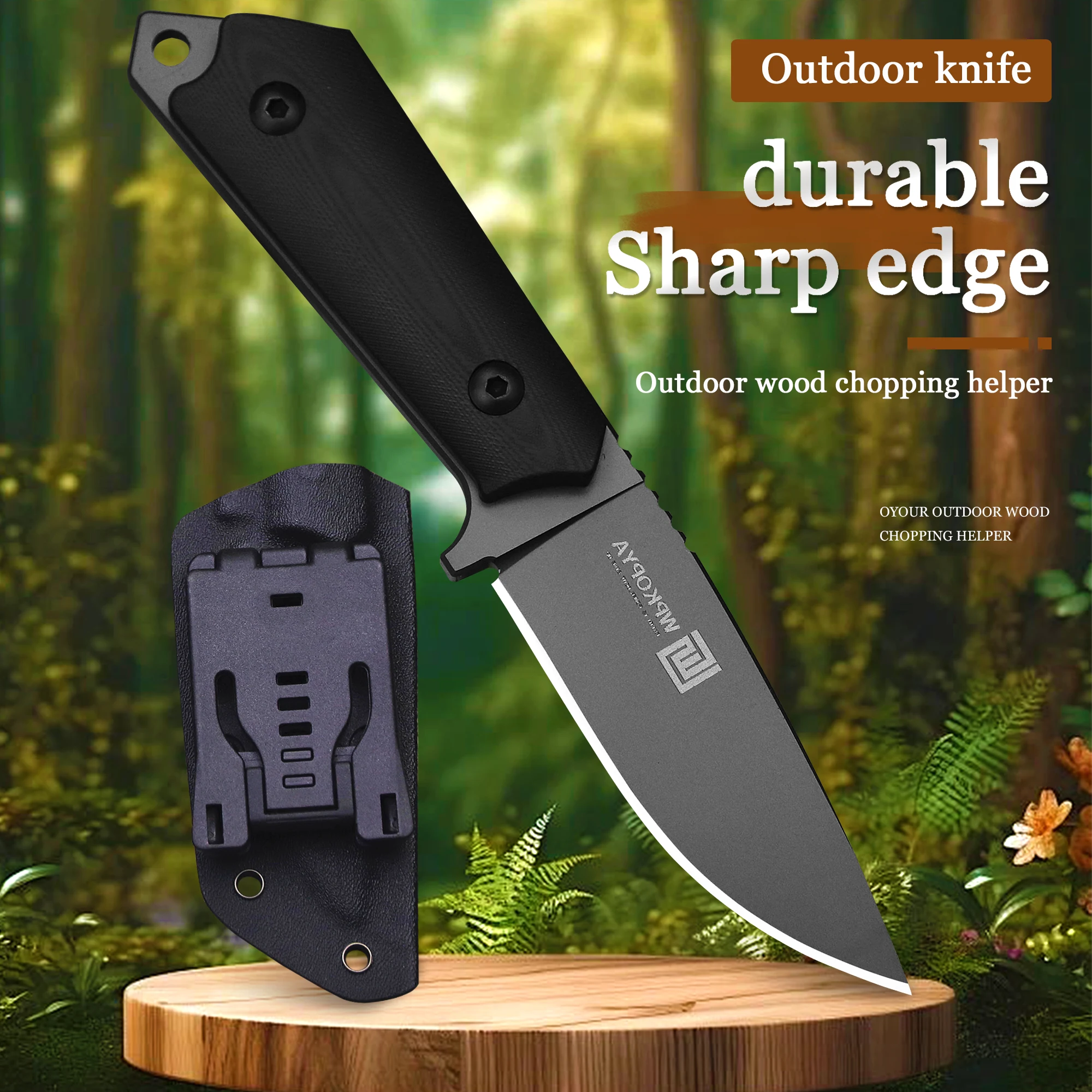 WPKOPYA-U-S-A-AK-440C-Full-Tang-Hunting-Knife-K-sheath-G10-handle-Sharp ...