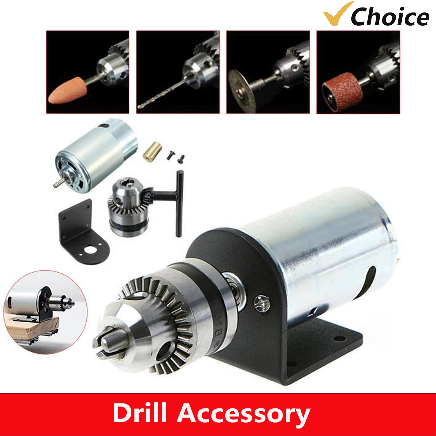 DC 12V-36V Lathe Press 555 Motor with Miniature Hand Drill Chuck and ...
