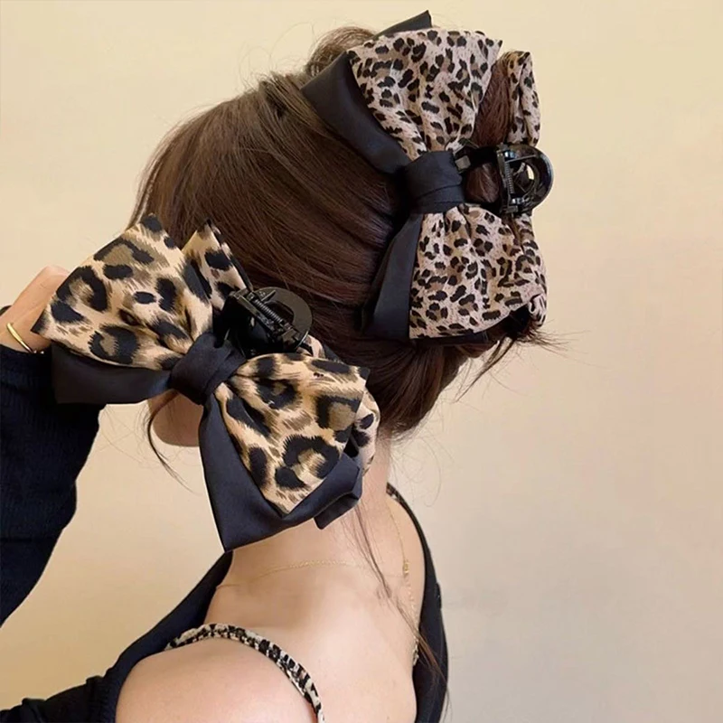 1pc elegant classic stylish leopard print element hair claw, double ...
