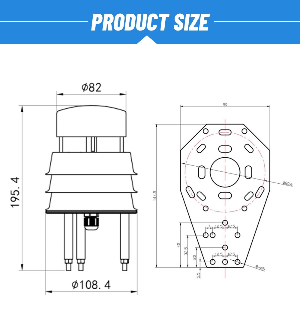 Ultrasonic Wind Speed and Direction Sensor Module