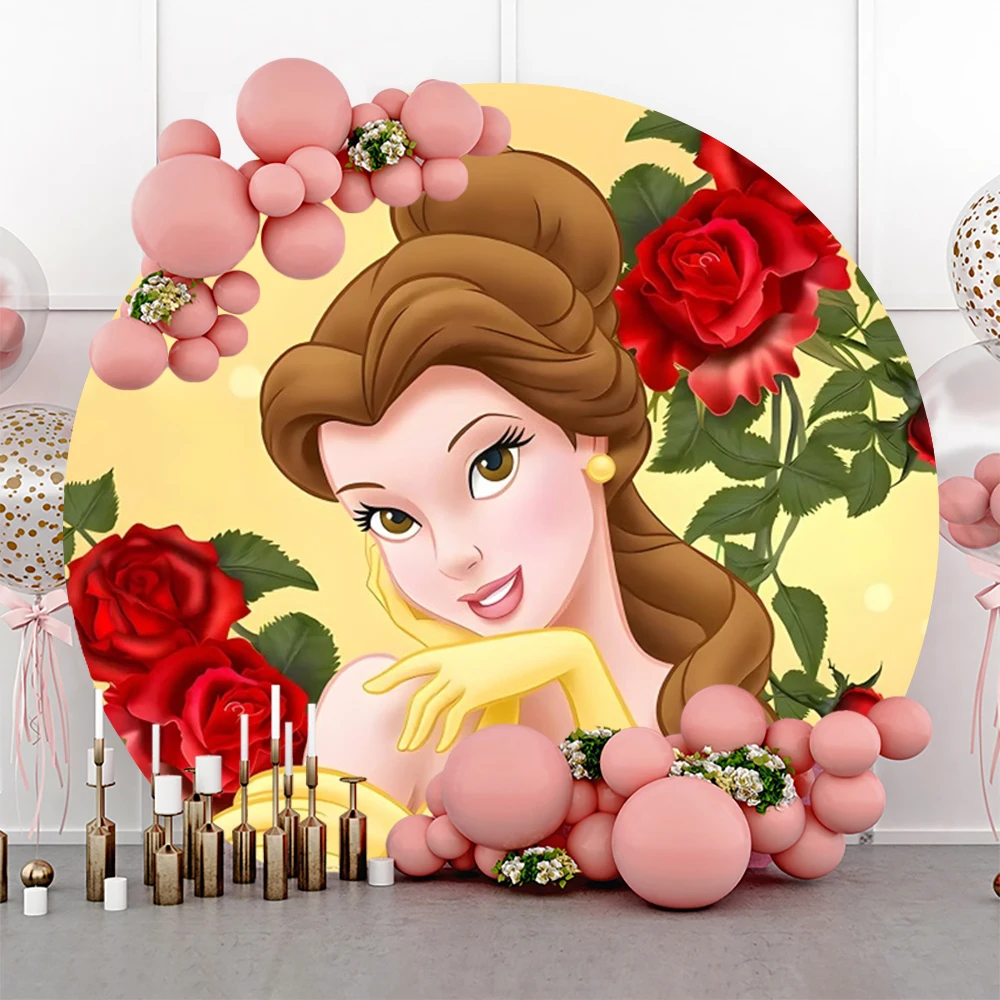 Beauty-and-the-Beast-Princess-Belle-Round-Backdrop-Kids-Birthday-Party ...