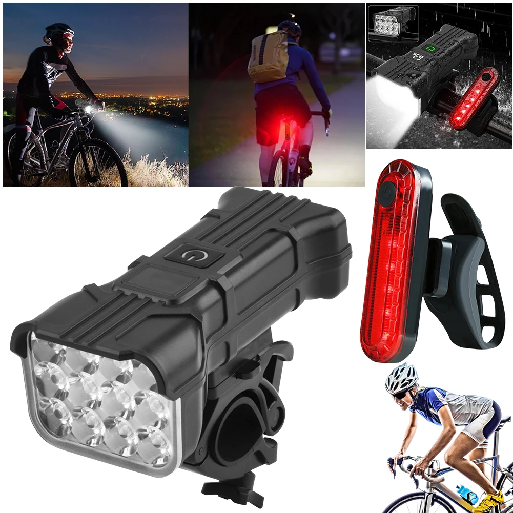 Bike-Front-and-Rear-Lights-Bike-Safety-Light-Set-12-Beads-Super-Bright ...