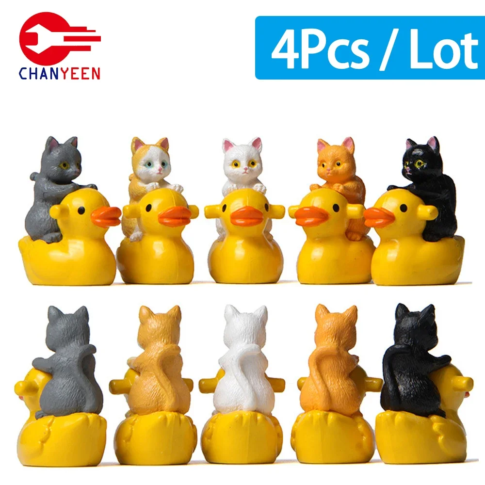New-Mini-Cat-Sitting-on-Duck-Ornament-Miniature-Handicraft-Figurines ...