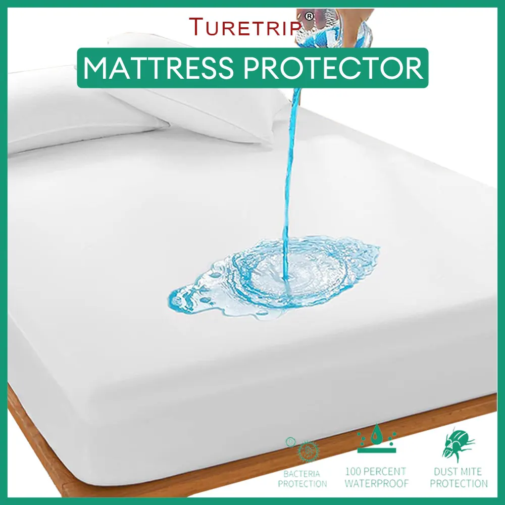 Waterproof Mattress Cover Anti Mites Bed Protector Soft Breathable ...