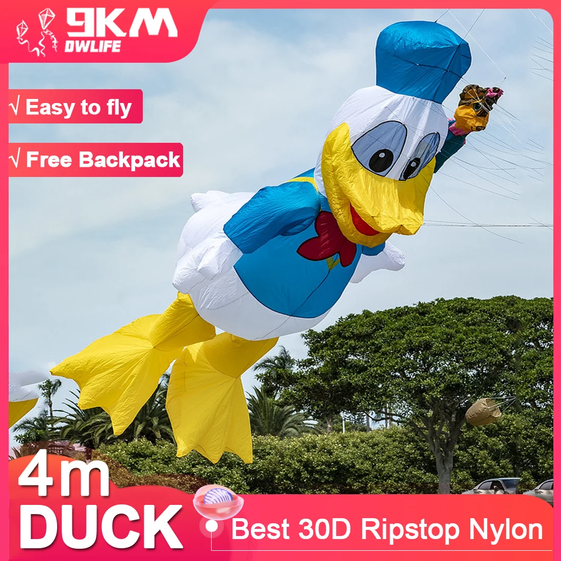 9KM 4m Cartoon Ente Kite Linie Wäsche Anhänger Weiche Aufblasbare ...