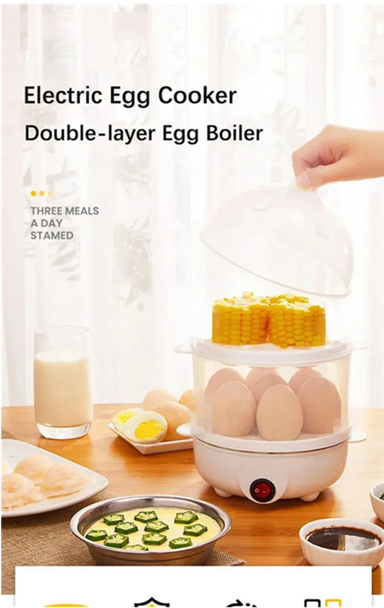 Multifunctional Electric Egg Boiler Double Layers Egg Cooker Mini ...