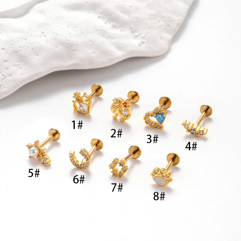 1PC-F136-Titanium-Rod-Piercing-Labret-Stud-Pearl-Flower-CZ-Insert-Push ...