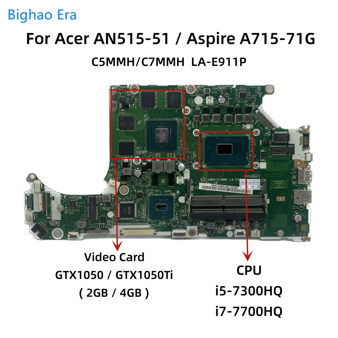 LA-E911P-For-Acer-N17C1-Aspire-A715-71G-AN515-51-Laptop-Motherboard ...